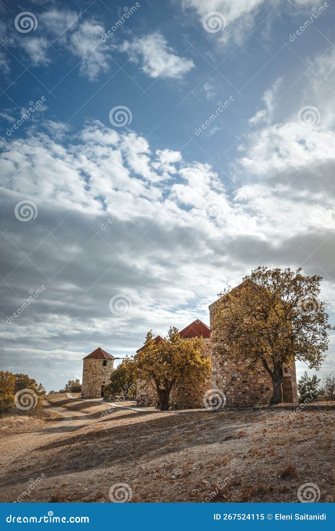 Ancient Greek Windmills Melia Evros Greece Stock Image - Image of ...