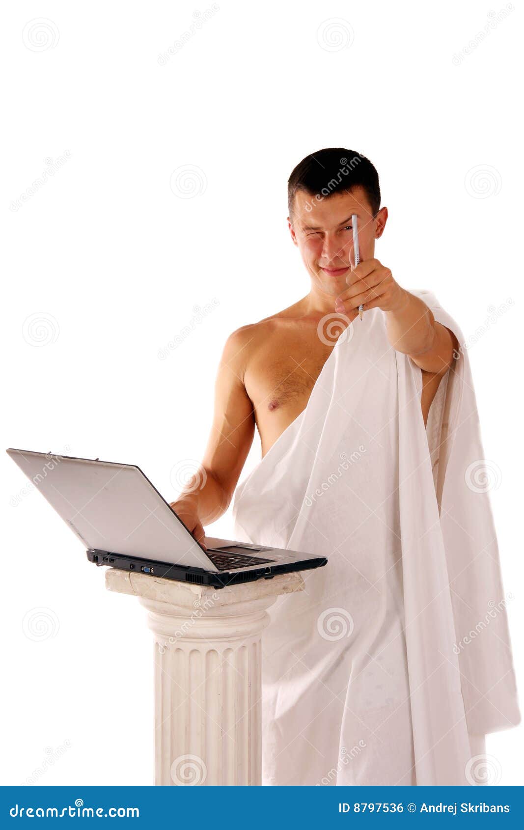 Ancient Greek Working with Notebook Stock Photo - Image of muscular ...