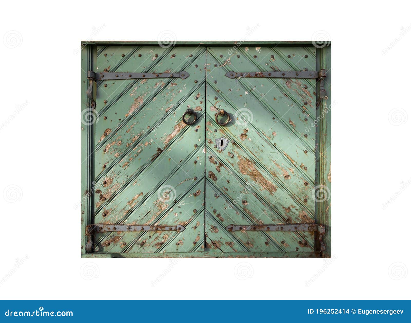 Ancient Green Wooden Gate Isolated on White Stock Photo - Image of ...