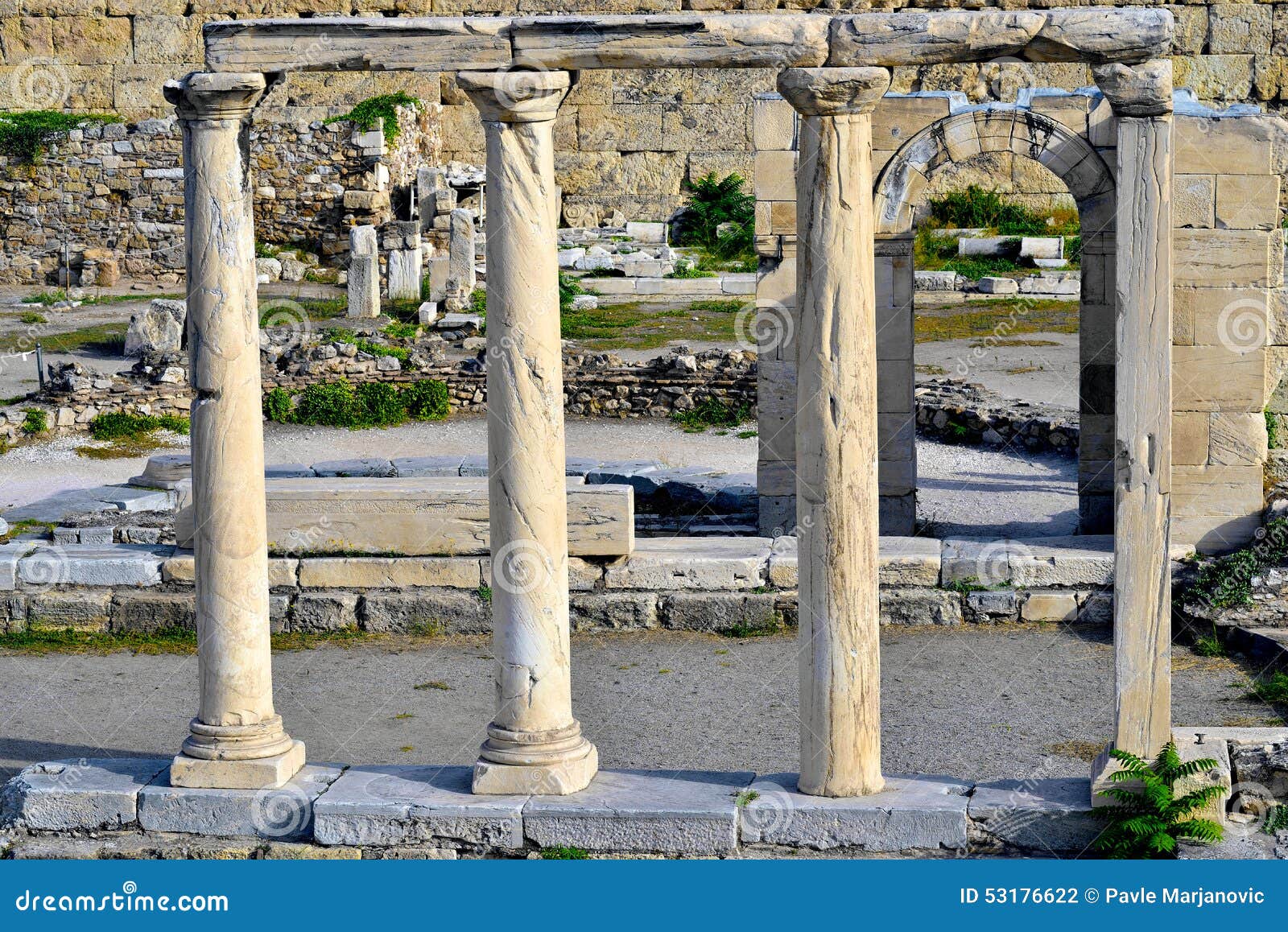 Ancient Hadrian Library in Athens Stock Photo - Image of mediterranean ...