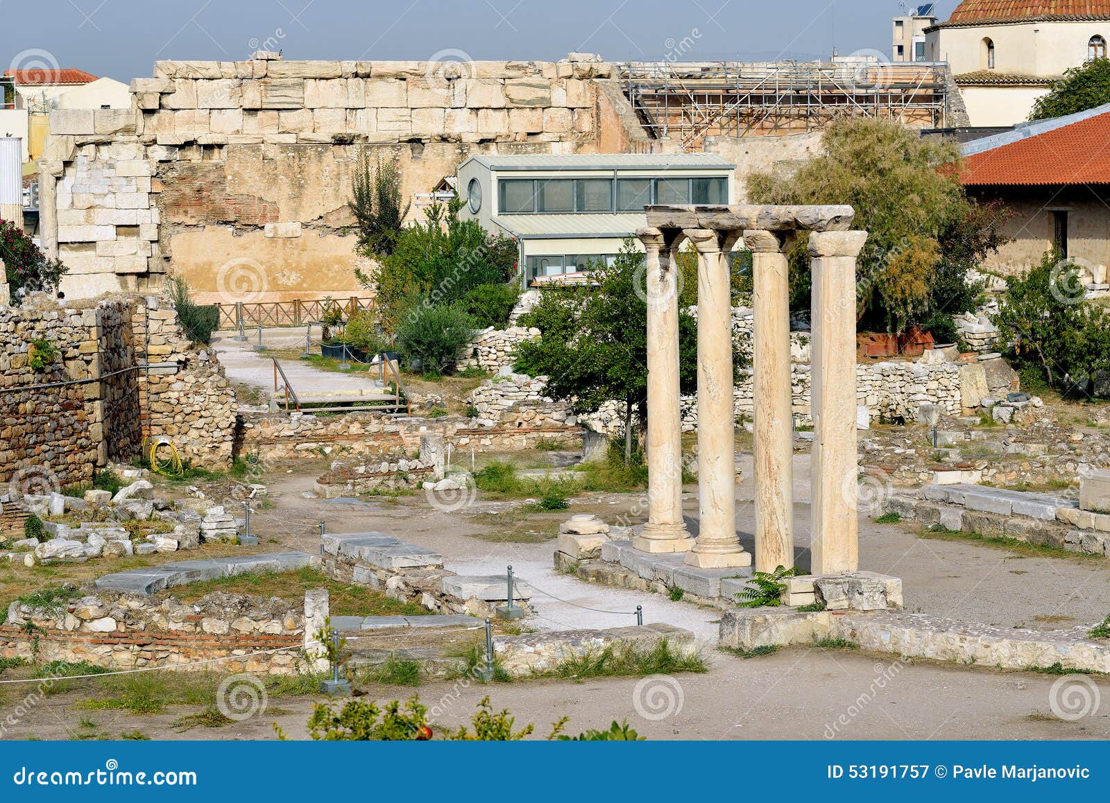 Ancient Hadrian Library in Athens Stock Image - Image of archeology ...