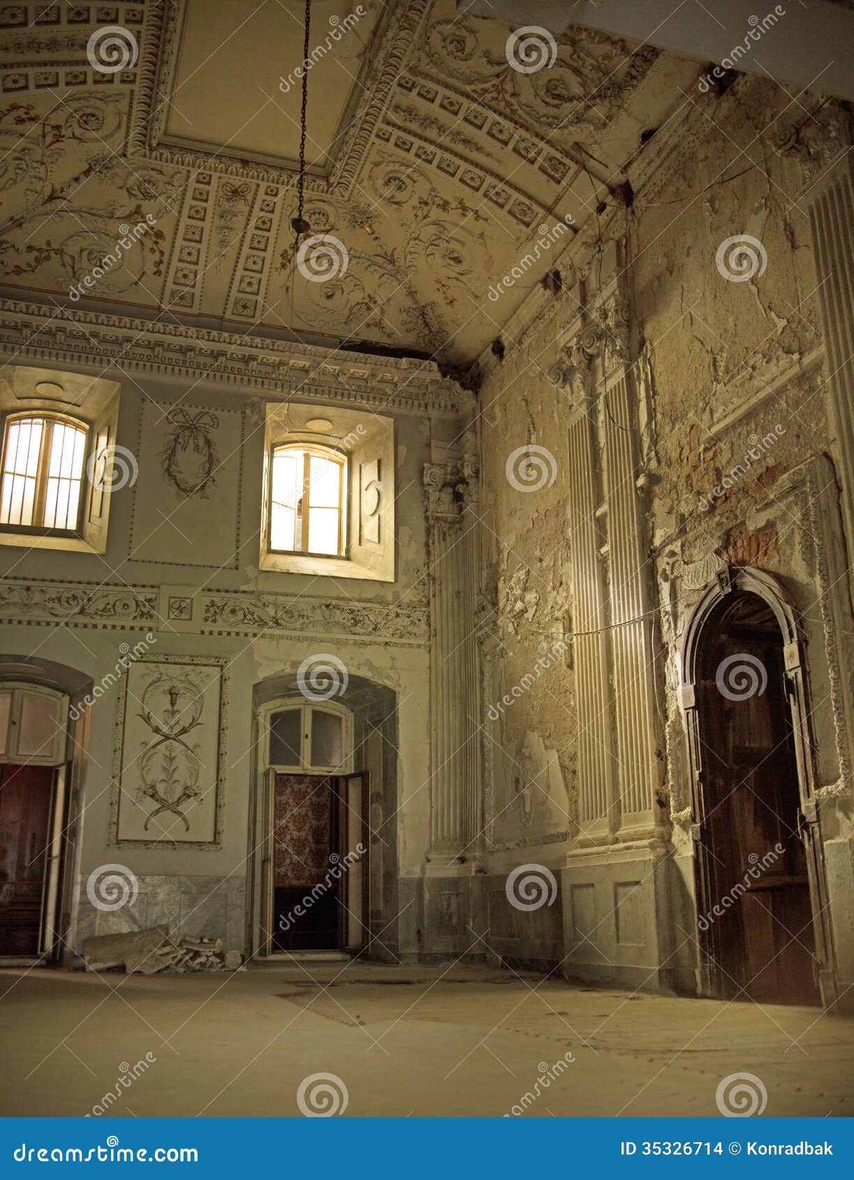 Ancient Hallway in Antique Building Stock Photo - Image of construction ...