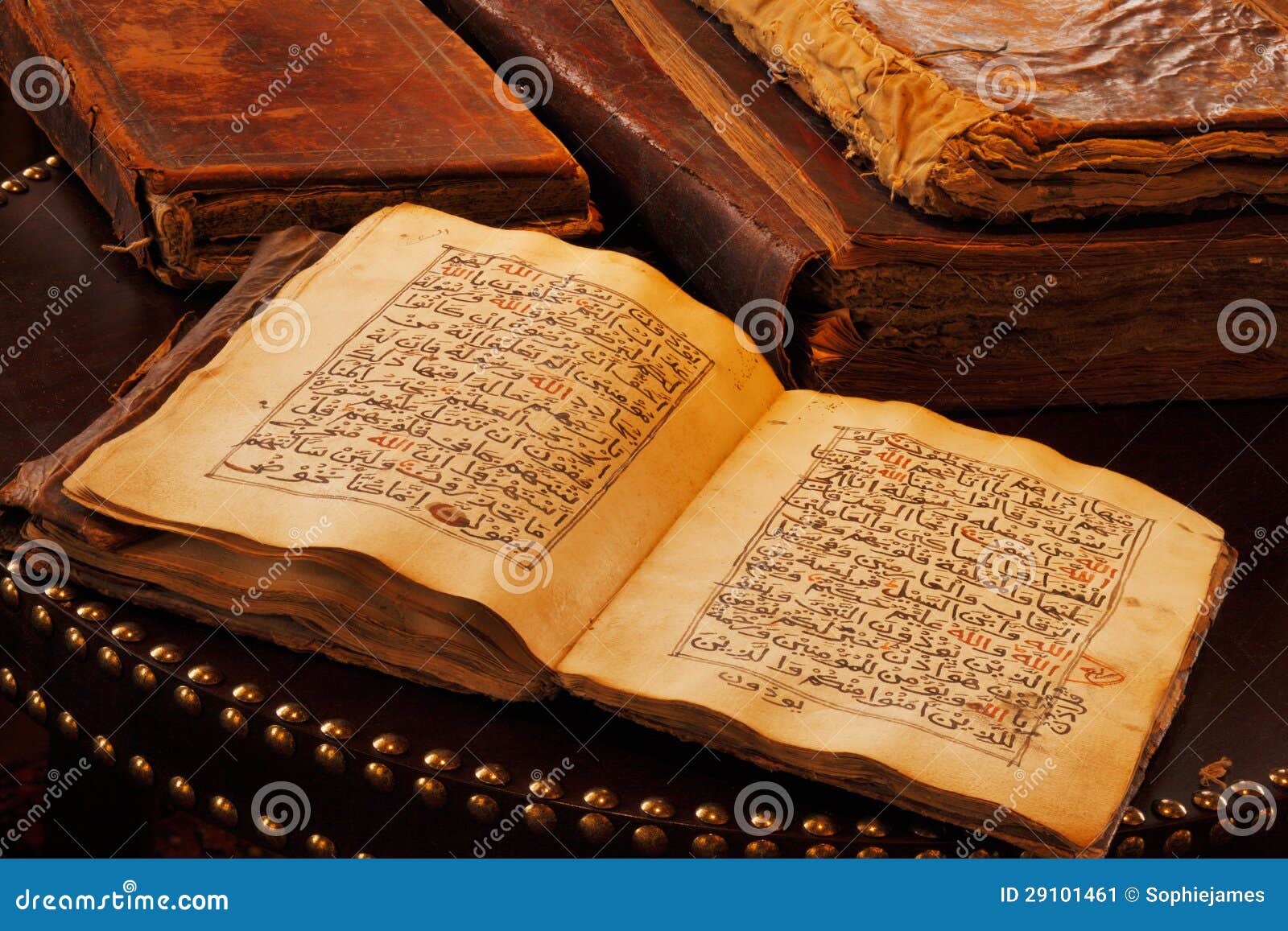 An Ancient Hand Scripted Quran Stock Image - Image of frame, allah ...