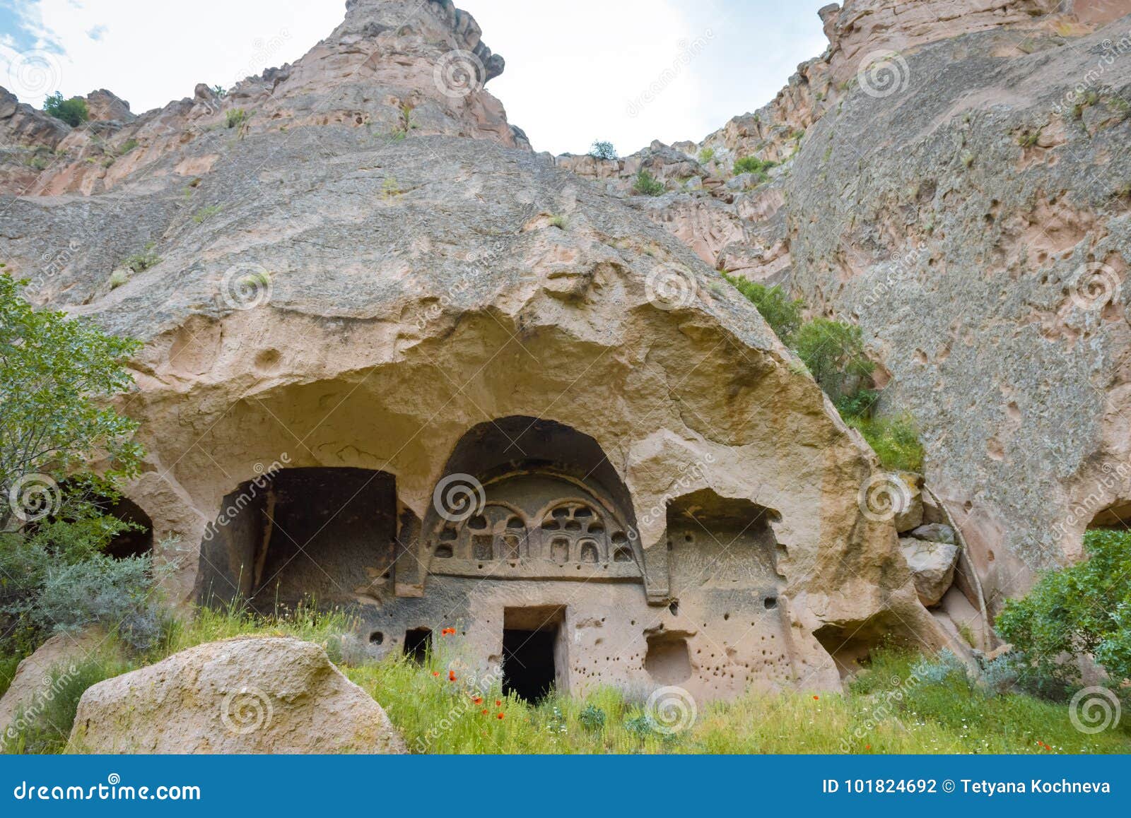 Handmade Caves in Ihlara Valley Cappadocia, Turkey Stock Photo - Image ...