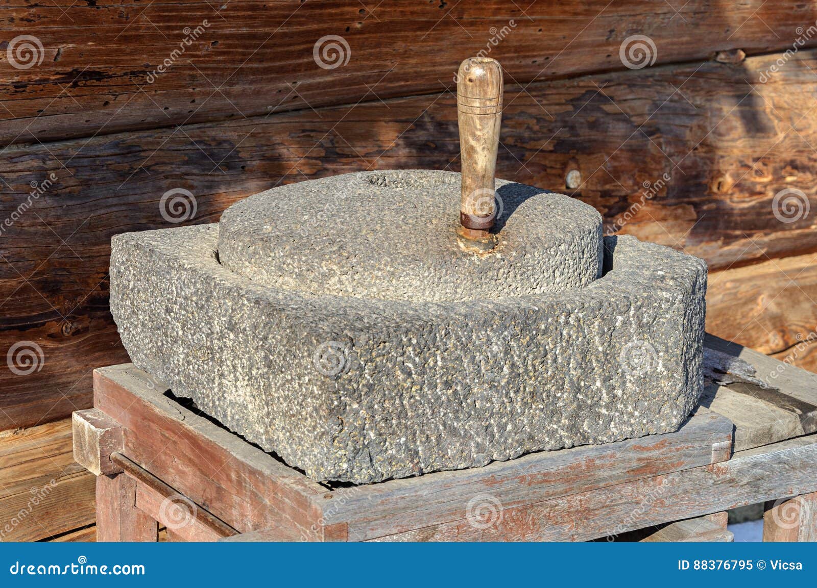 Ancient handmade millstone stock image. Image of authentic - 88376795