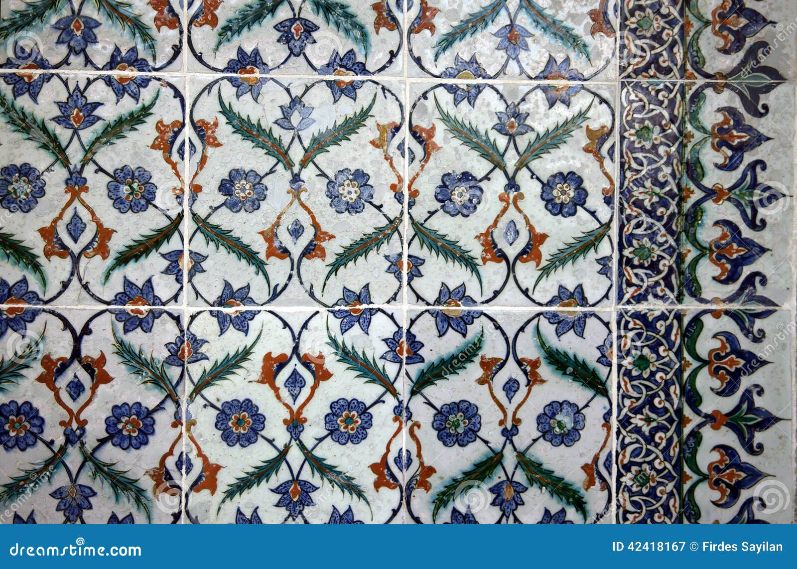 Ancient Handmade Turkish Tiles ,Topkapi Palace Stock Image - Image of ...