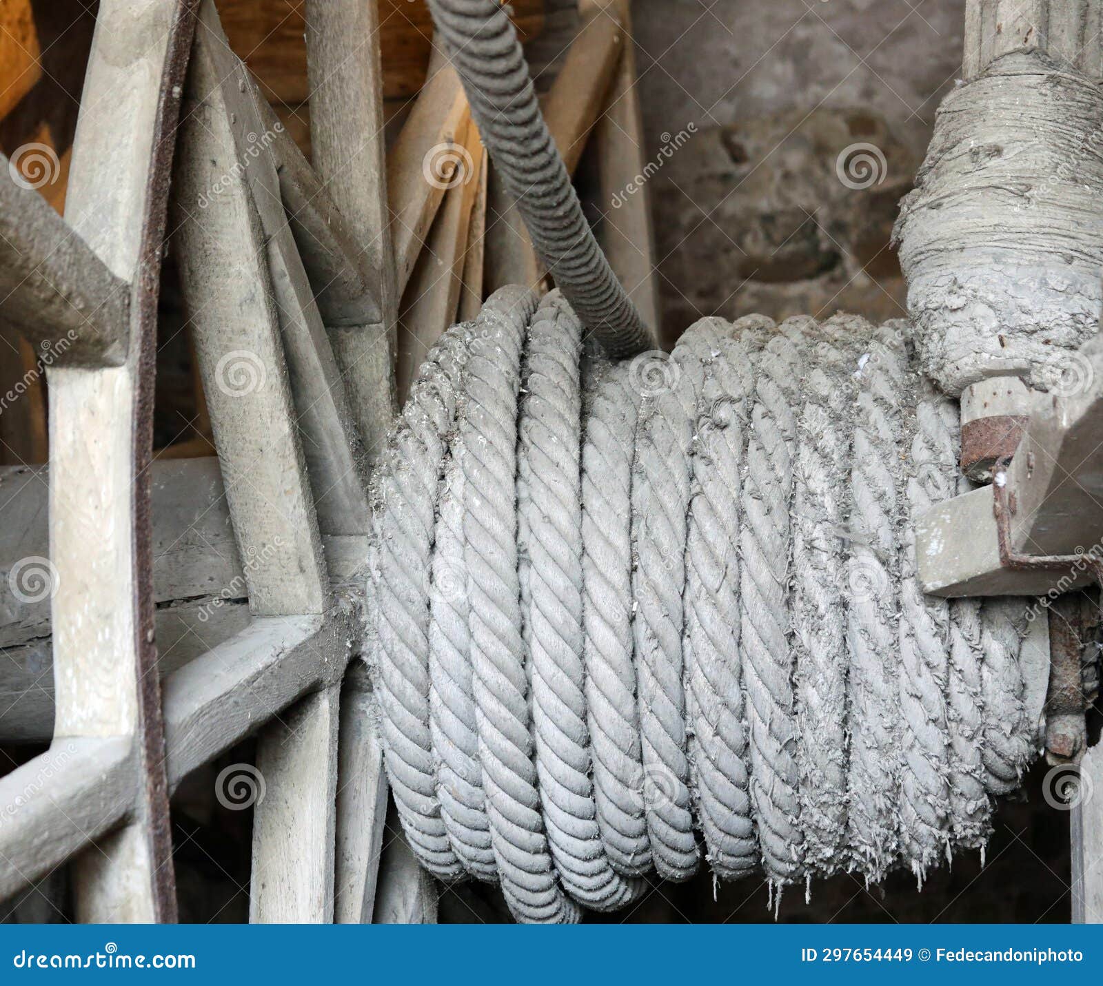 Hemp Rope Used on a Polygy To Load Loads into the Castle Stock Image ...