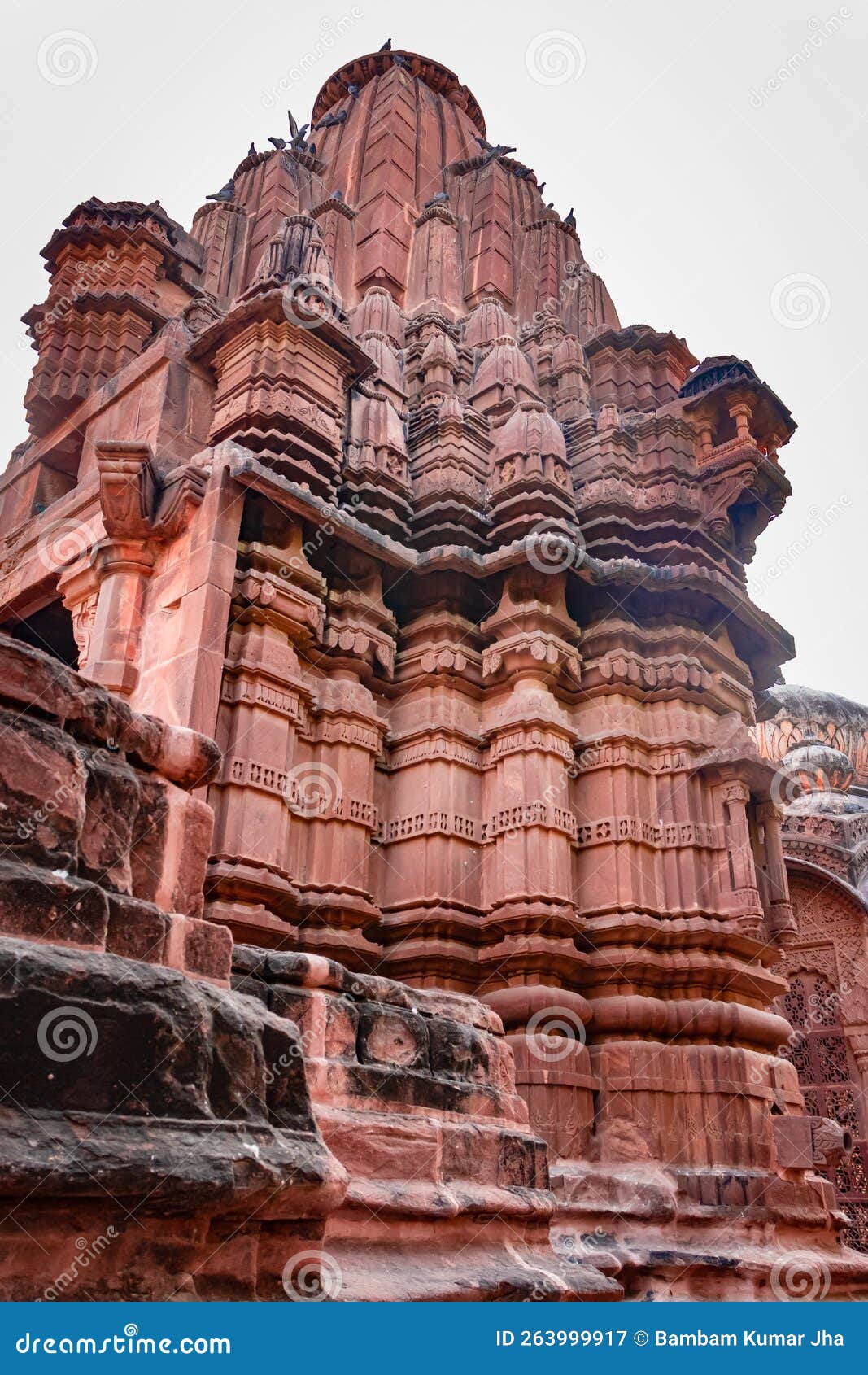 Ancient Hindu Temple Architecture with Bright Sky from Unique Angle at ...