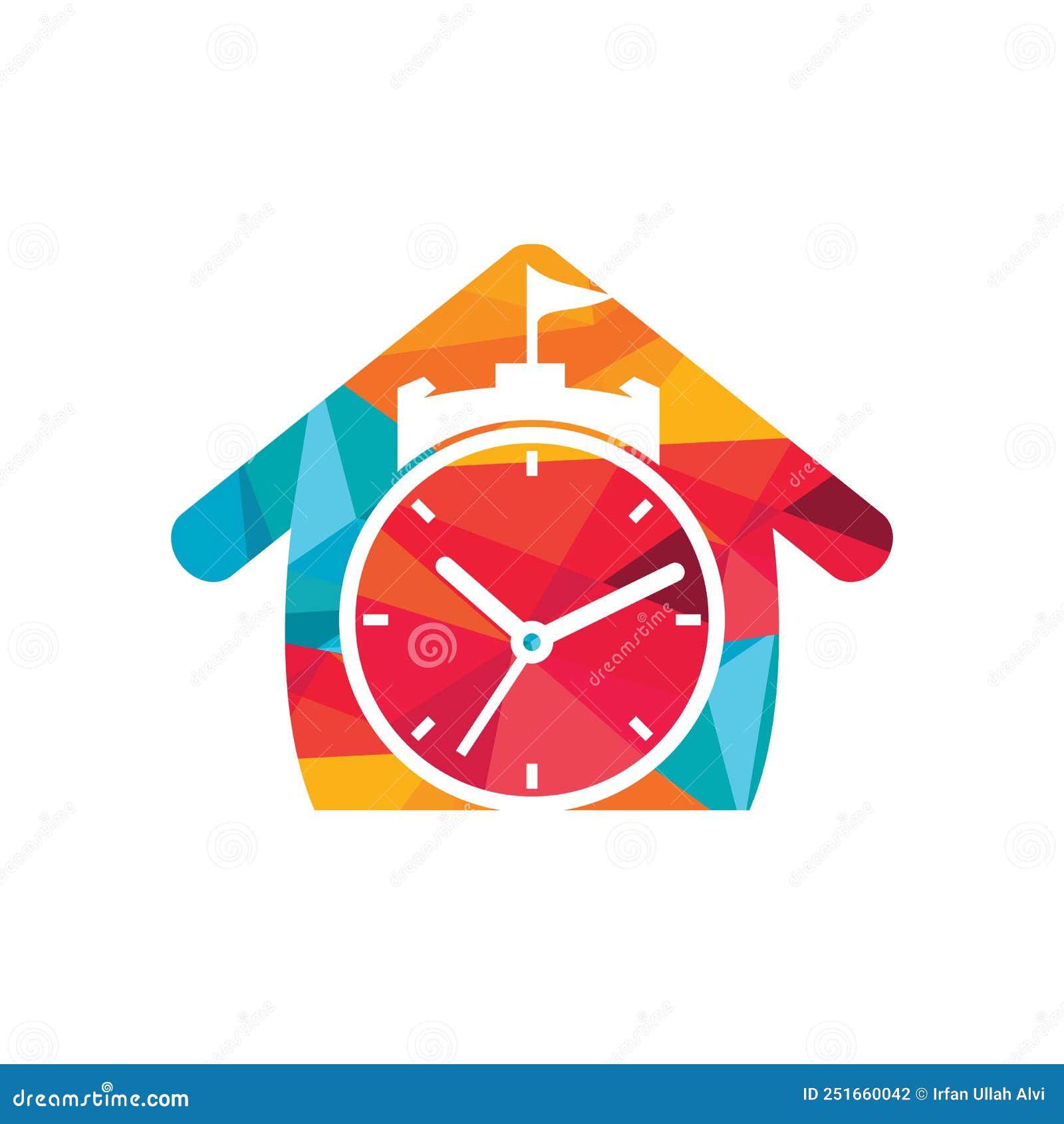 Clock Castle Vector Logo Design. Stock Vector - Illustration of hour ...