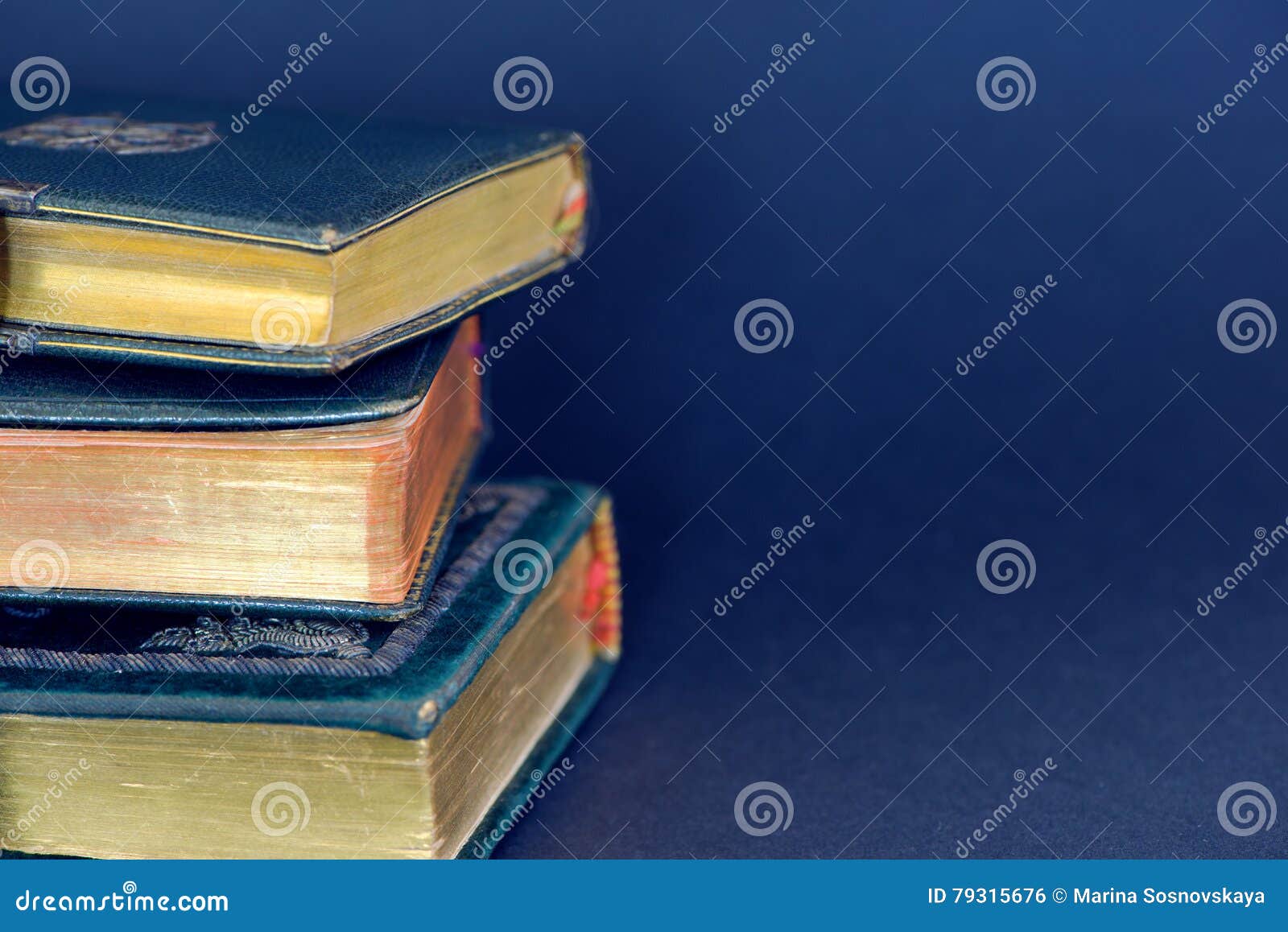 Ancient Holy Bibles Against Blue Background Stock Photo - Image of ...