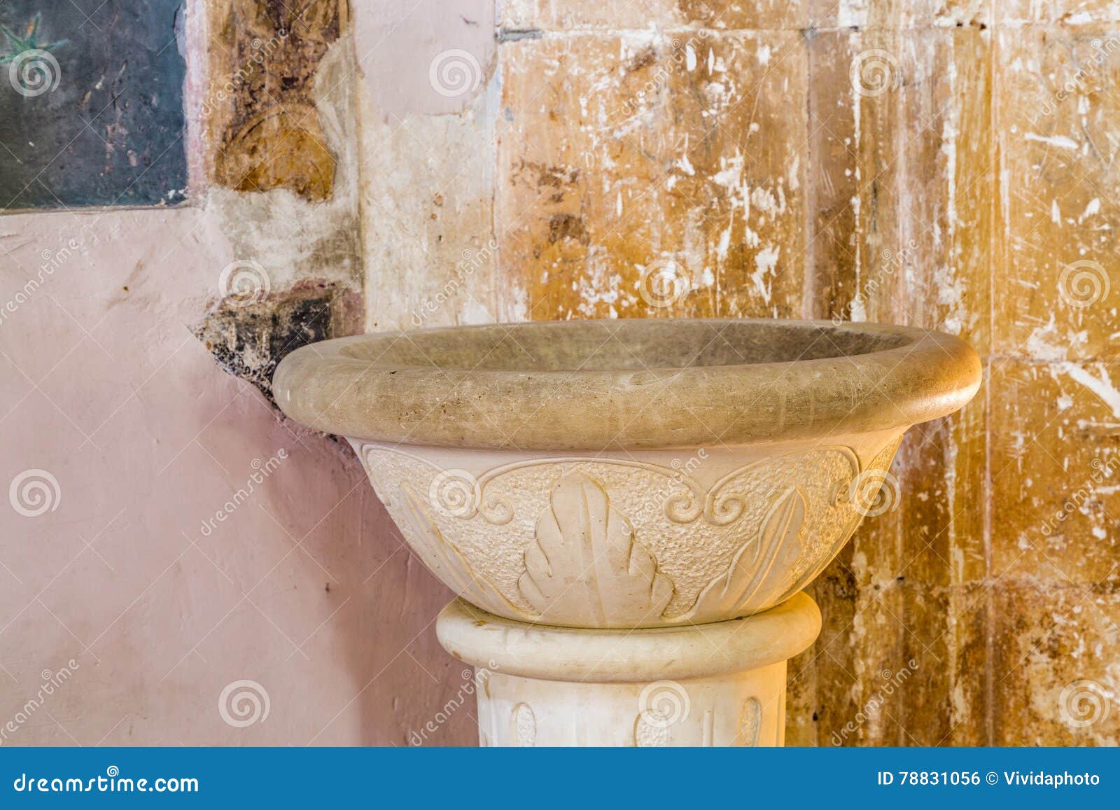 Ancient holy water stoup stock photo. Image of religion - 78831056