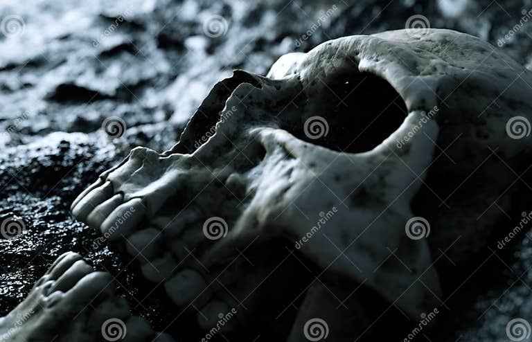 Ancient Human Skull. Apocalypse Concept. 3d Rendering. Stock ...