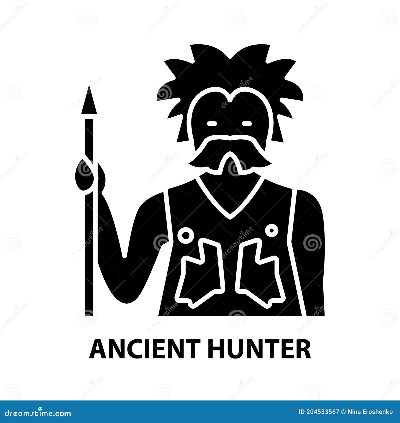 Ancient Hunter Icon, Black Vector Sign with Editable Strokes, Concept ...