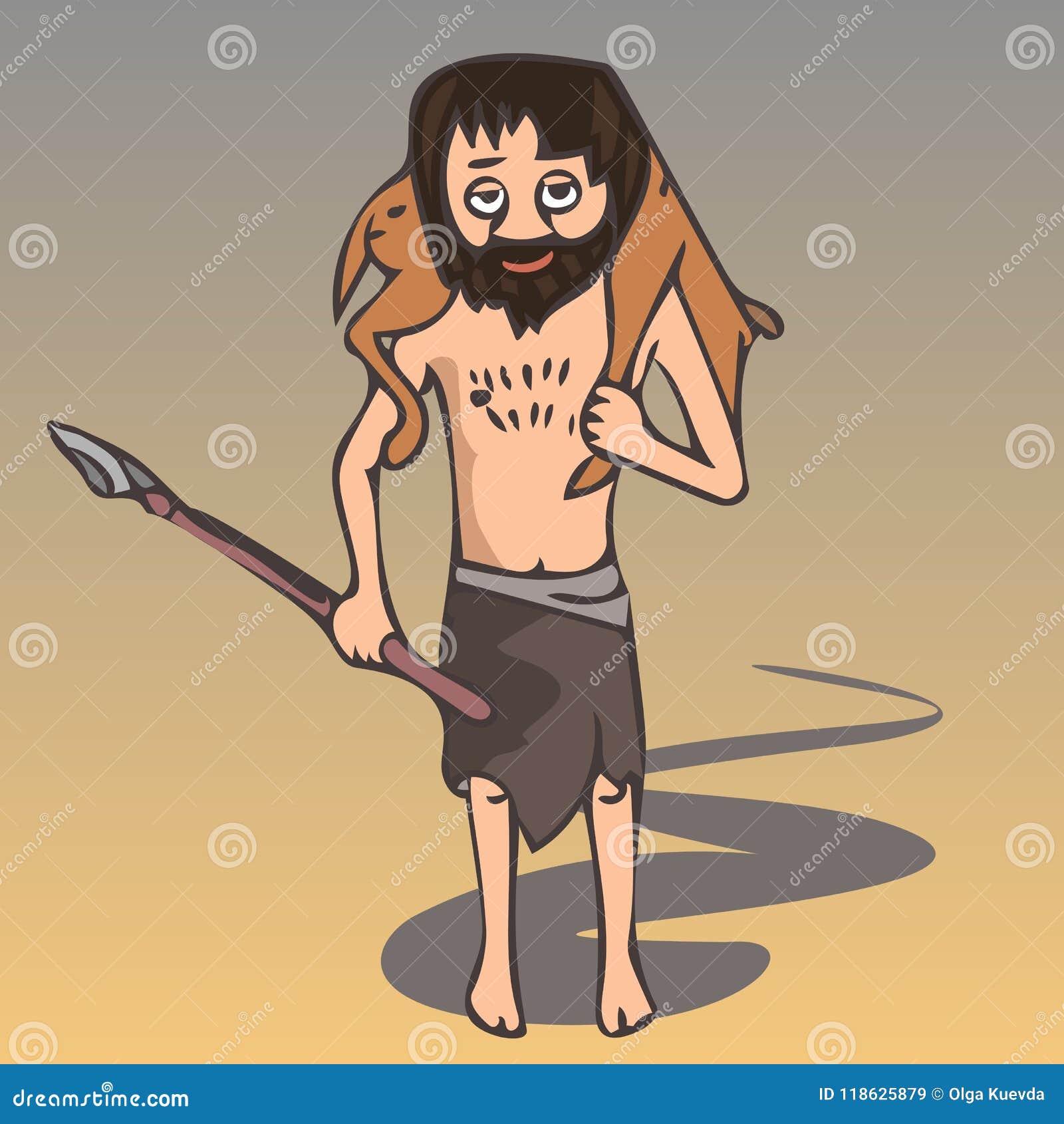 Ancient Hunter with Prey Vector Cartoon Stock Vector - Illustration of ...