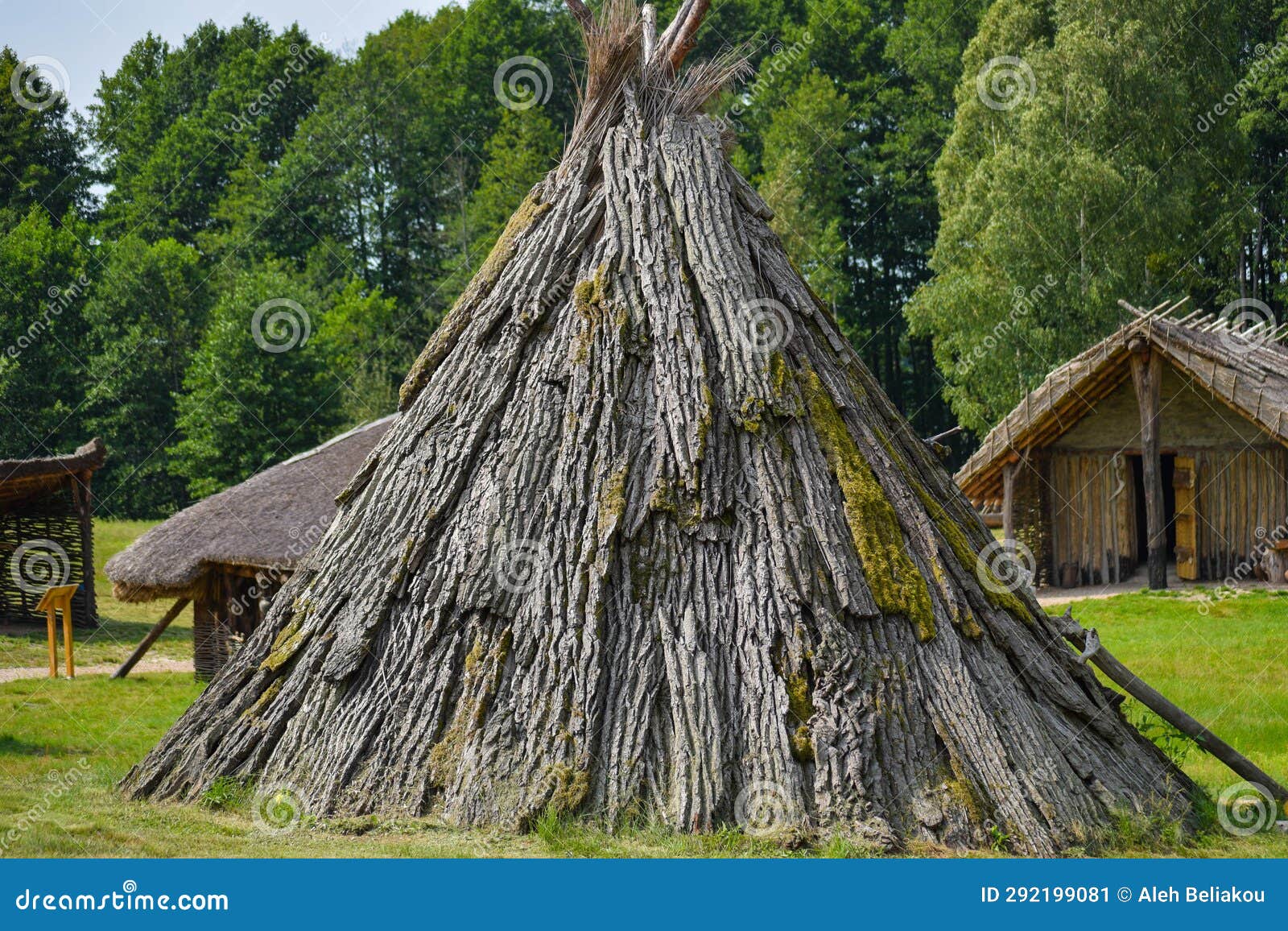An Ancient Hut Built from Tree Bark Stock Image - Image of grey, jungle ...