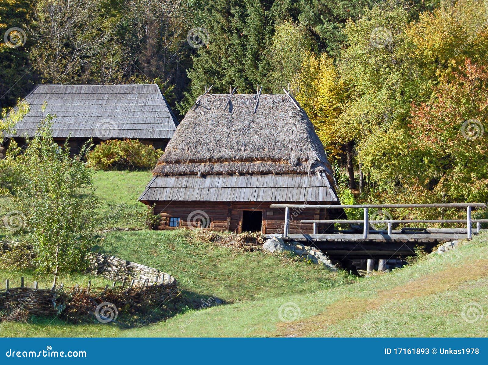 Ancient hut with watermill stock image. Image of country - 17161893