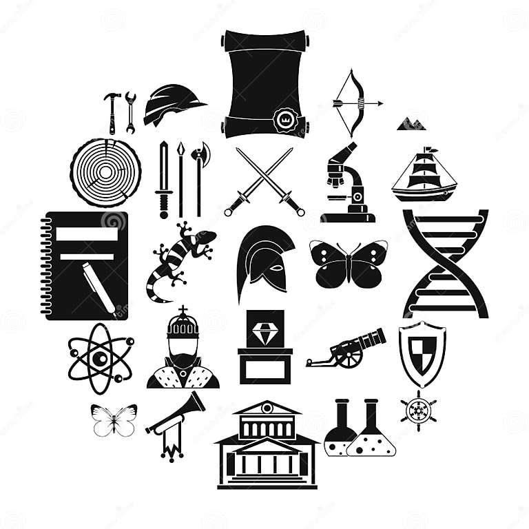 Ancient Icons Set, Simple Style Stock Vector - Illustration of africa ...