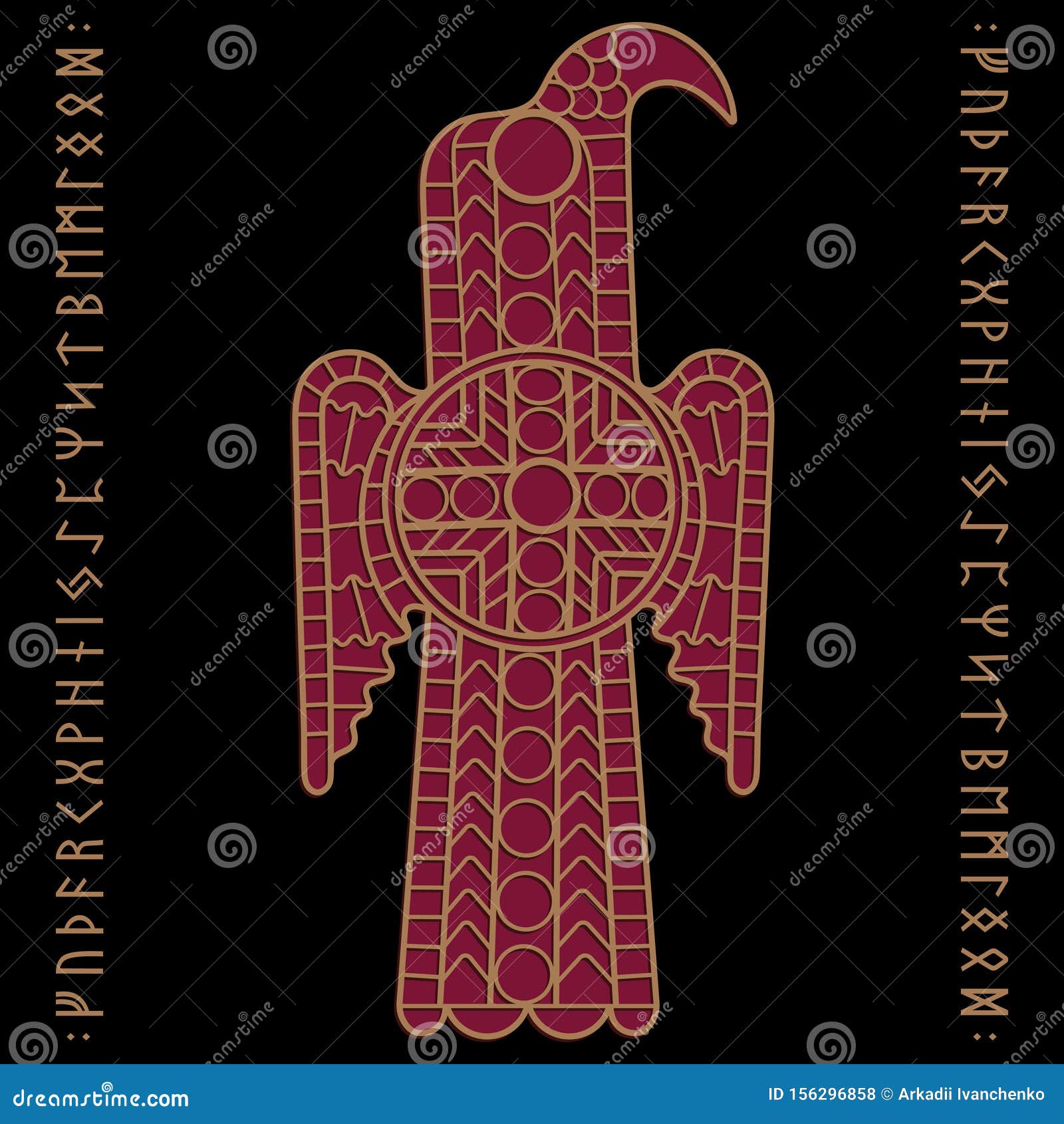 The Ancient Image of the Raven, and Ancient Norse Runes Stock Vector ...