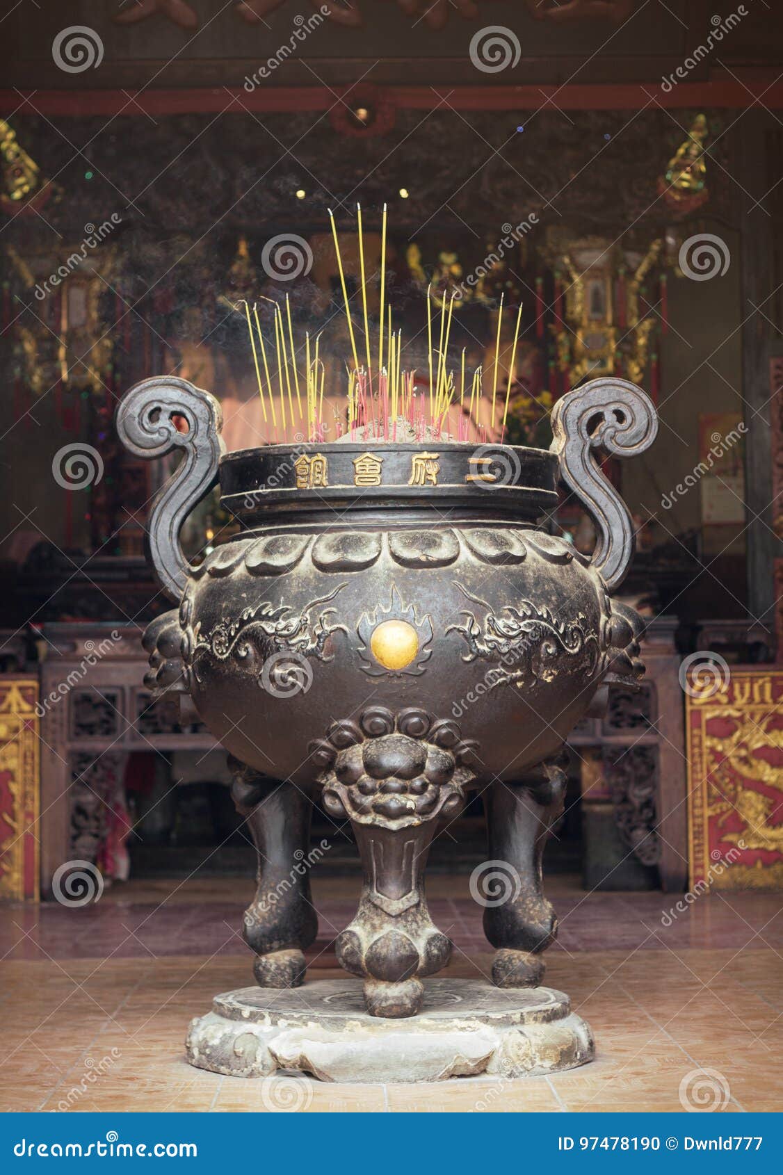 Ancient Incense Sticks Burner in Chinese Temple Stock Photo - Image of ...