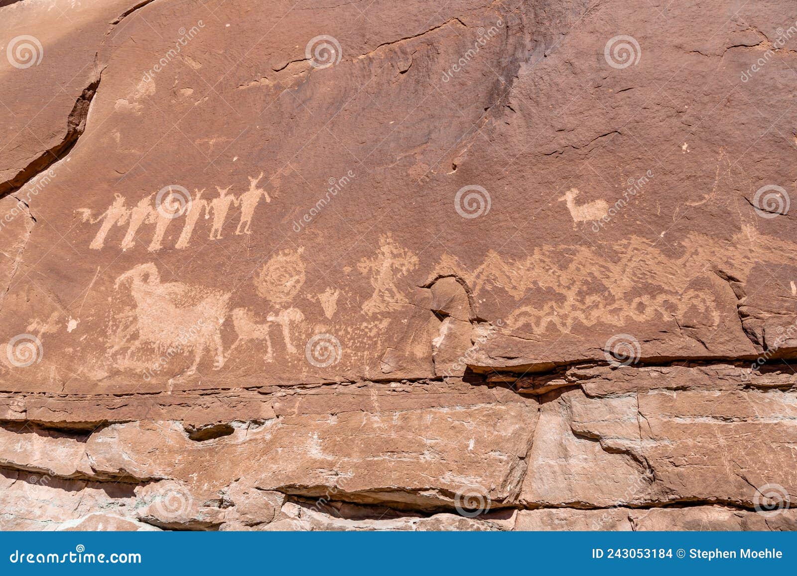Ancient Indian Petroglyph Panels, Moab ,Utah Editorial Stock Image ...