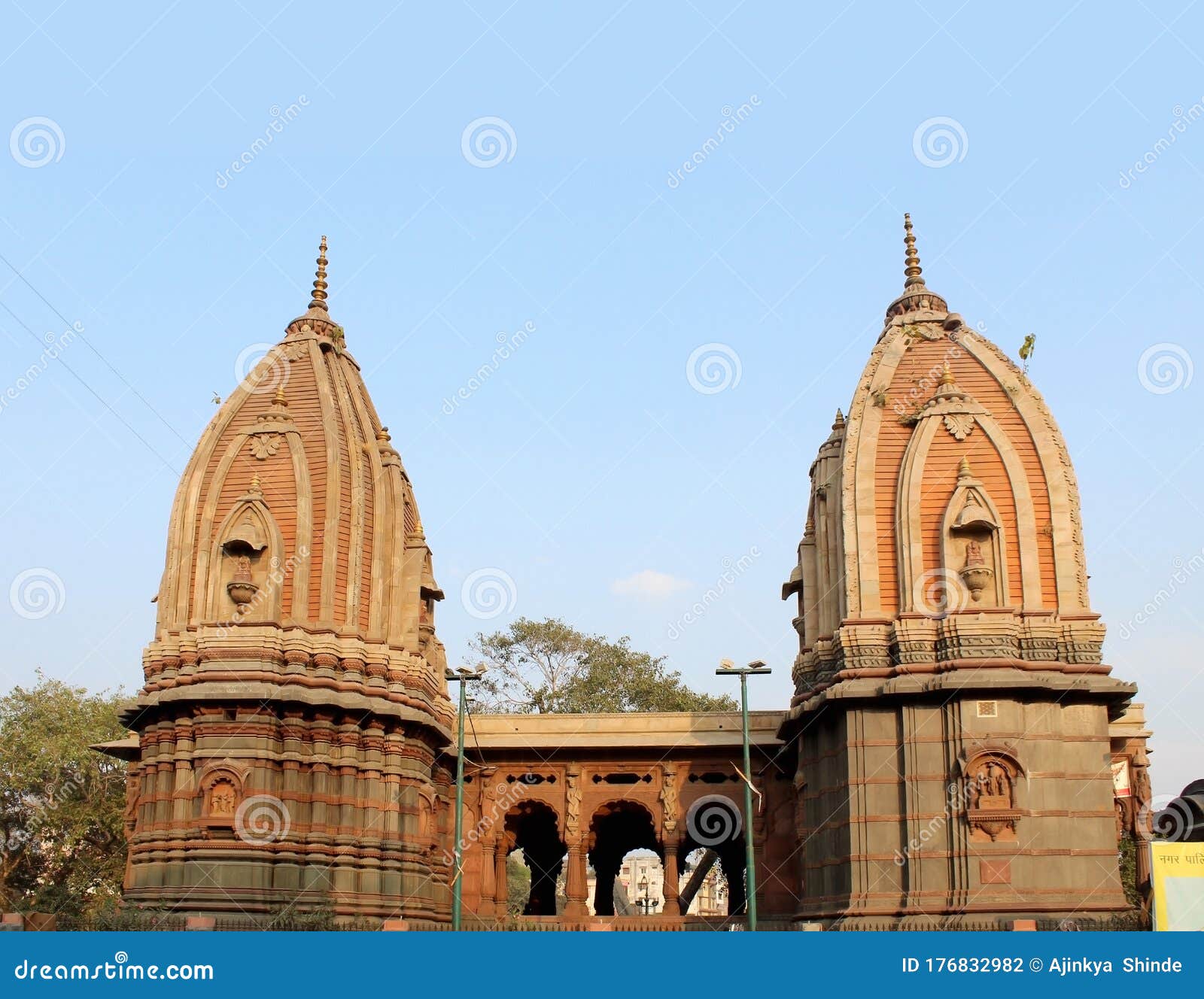 Ancient Indian Temple Domes Joined by a Passage Bridge Editorial ...