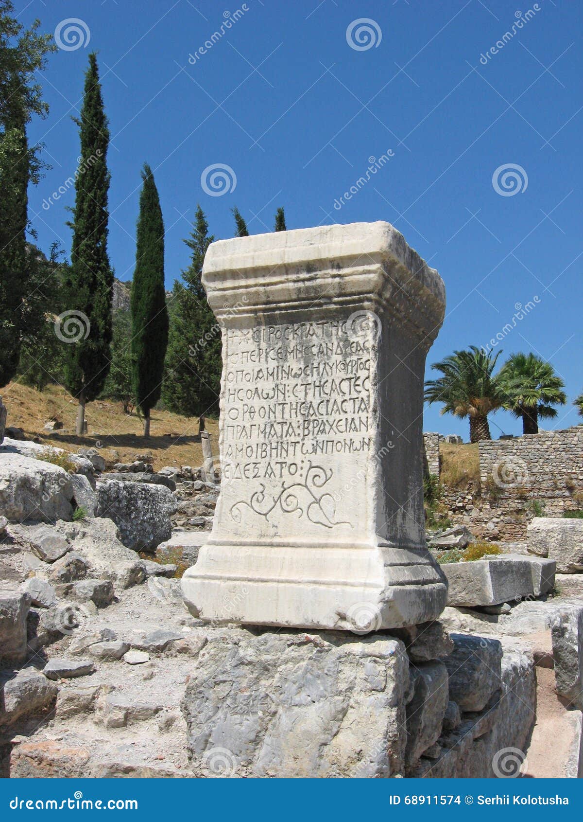 Ancient Inscriptions in Ephesus Stock Photo - Image of marble, object ...