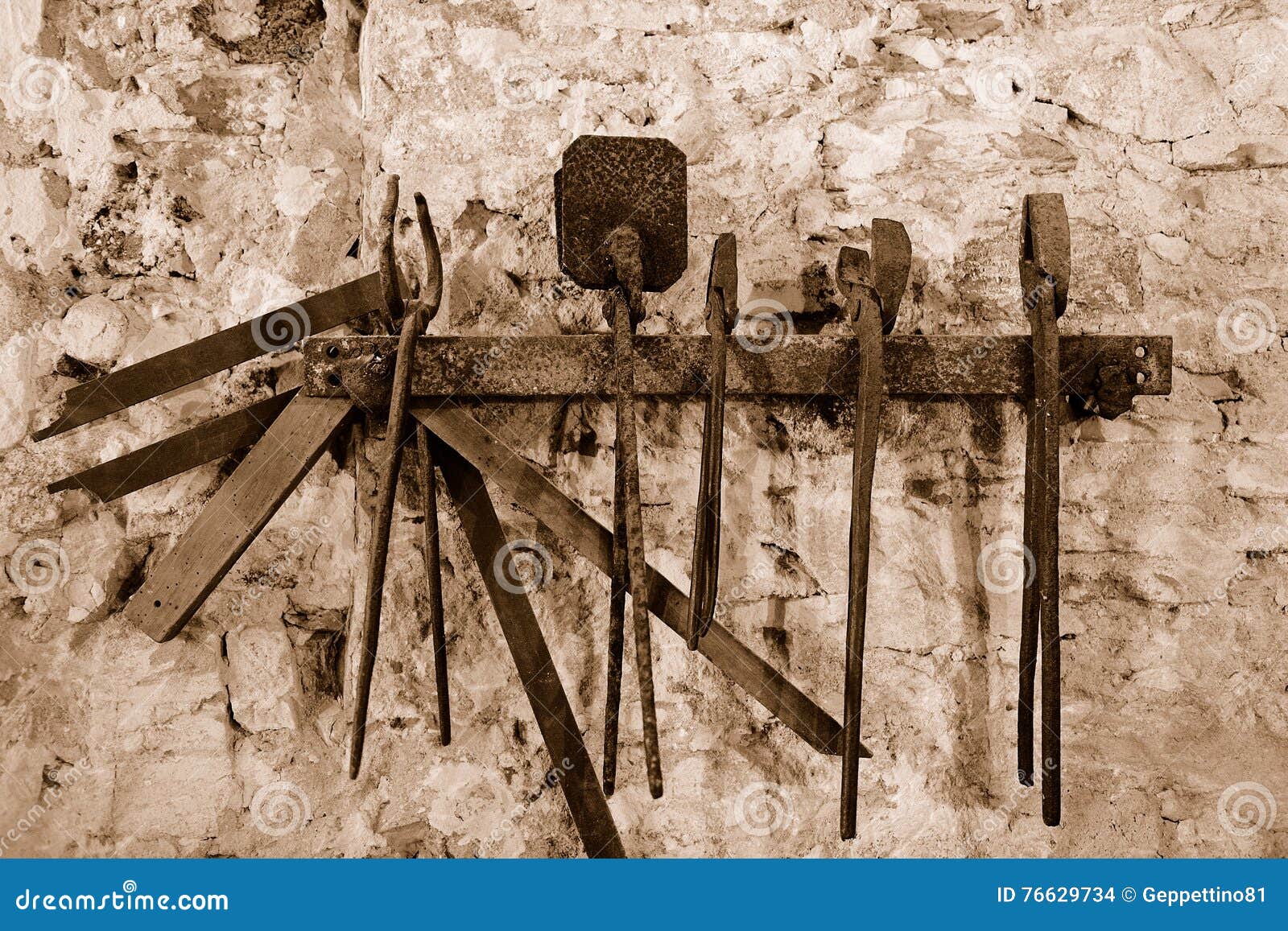 Ancient instruments stock photo. Image of iron, seppia - 76629734