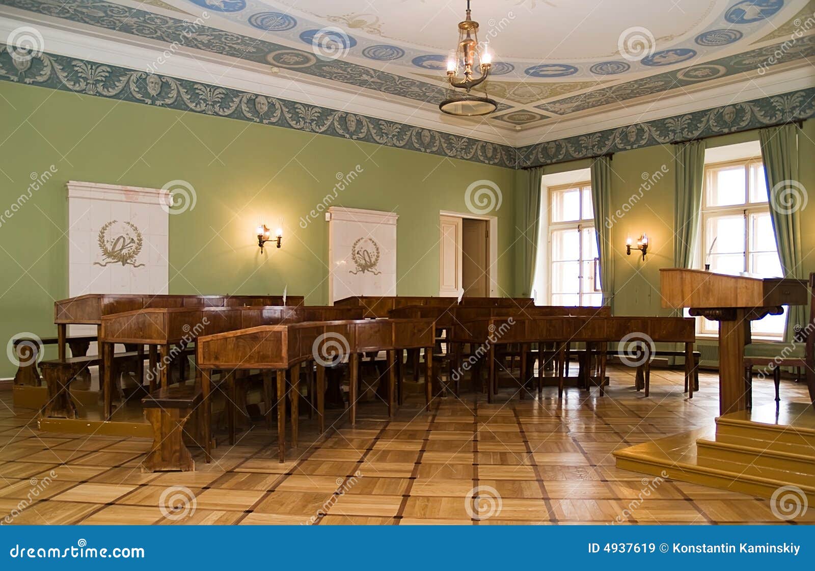 Ancient Interior of a School Room Stock Image - Image of decoration ...