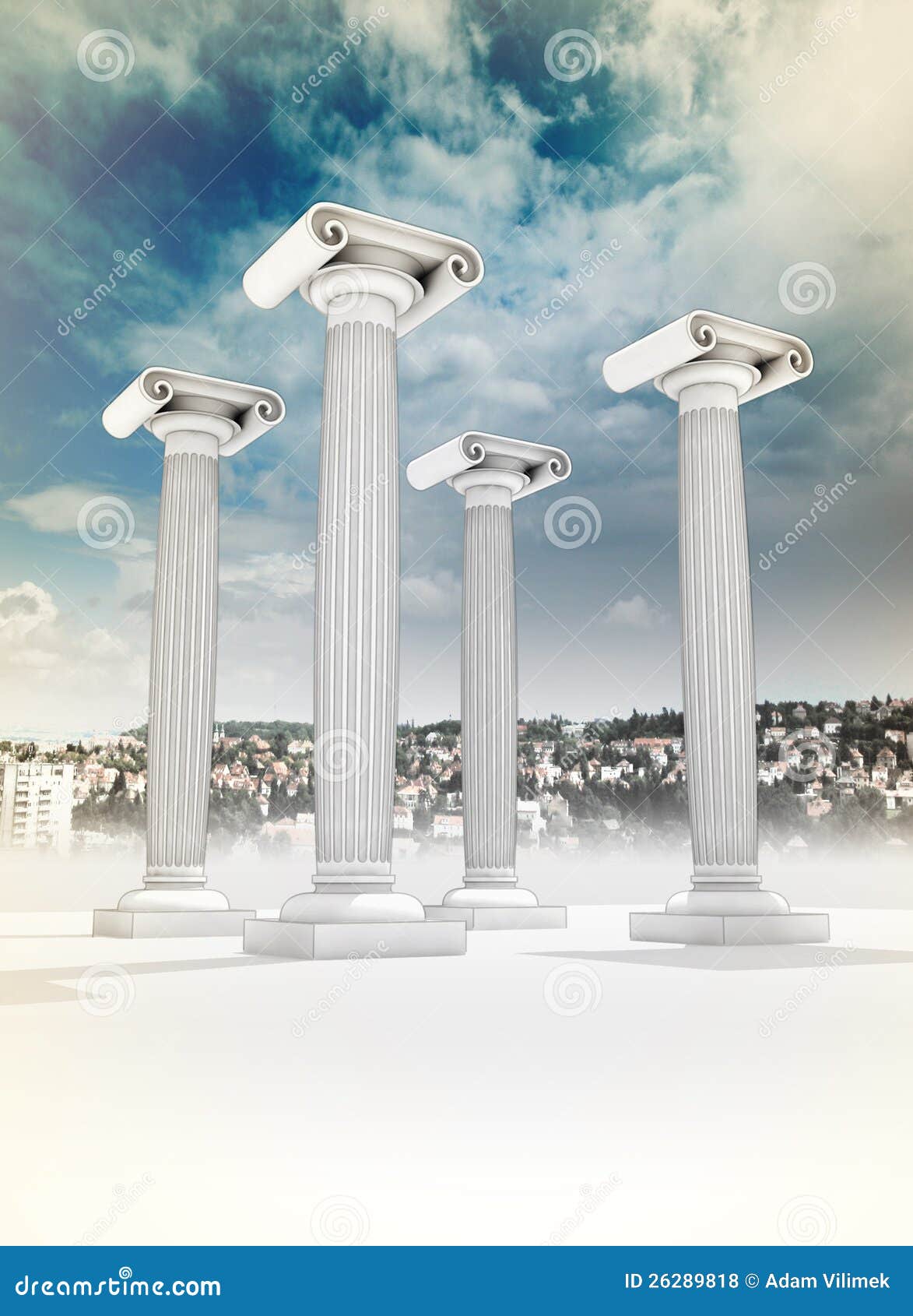 Ancient Ionian Column in the Square Formation Stock Illustration ...