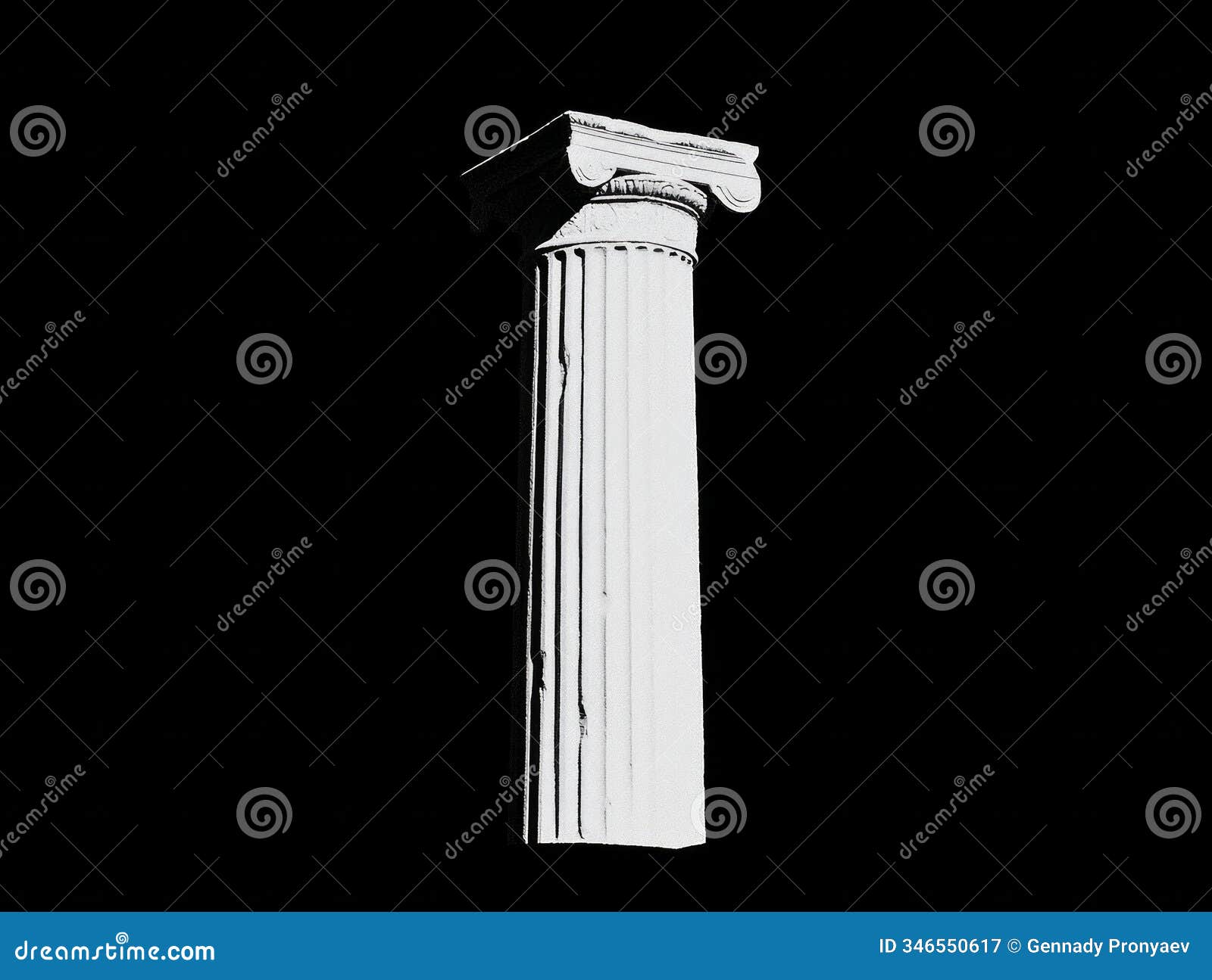 Ancient Ionic Column Against Black Background for Architecture Themes ...