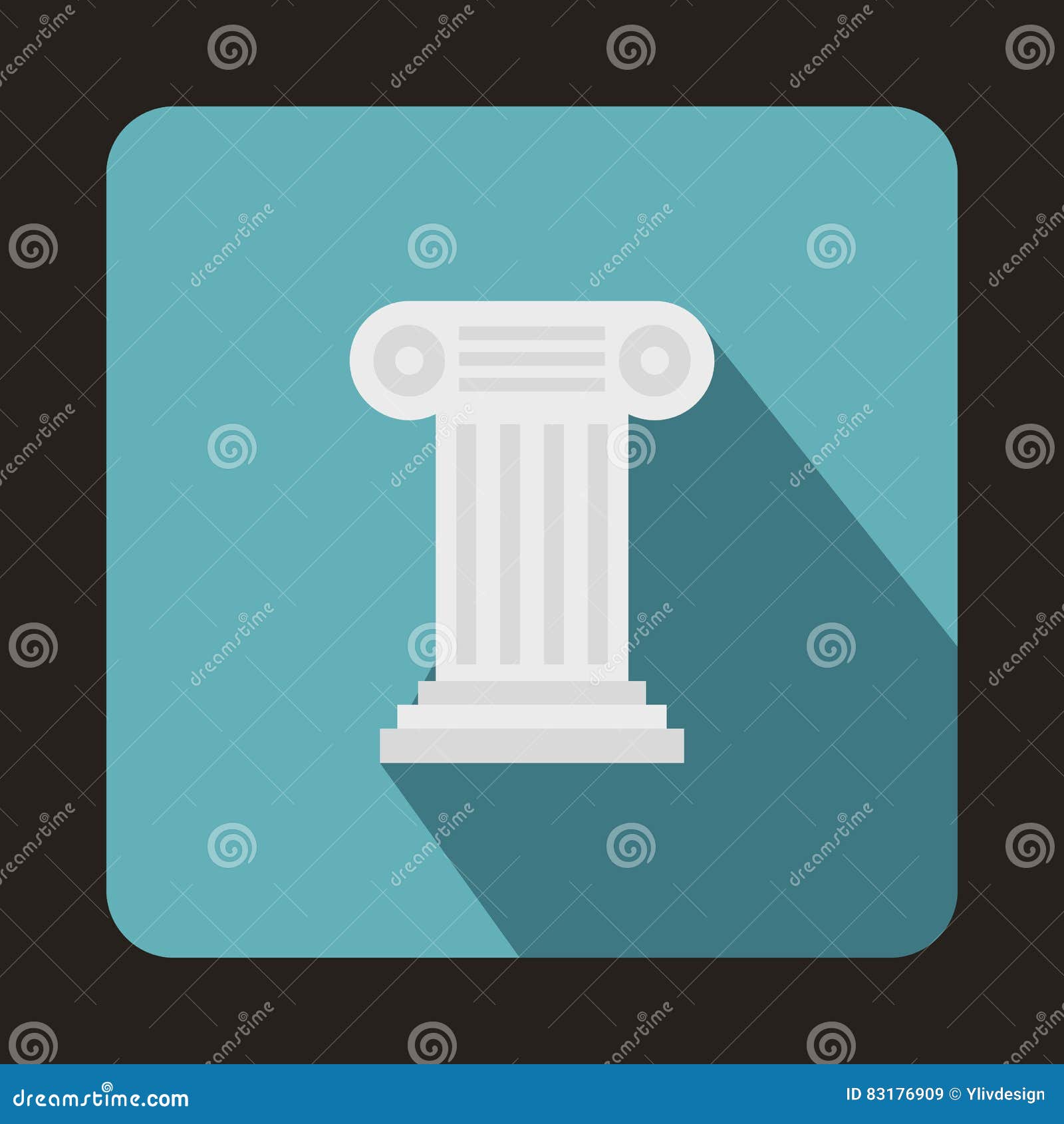 Ancient Ionic Pillar Icon, Flat Style Stock Vector - Illustration of antiquities, empire: 83176909