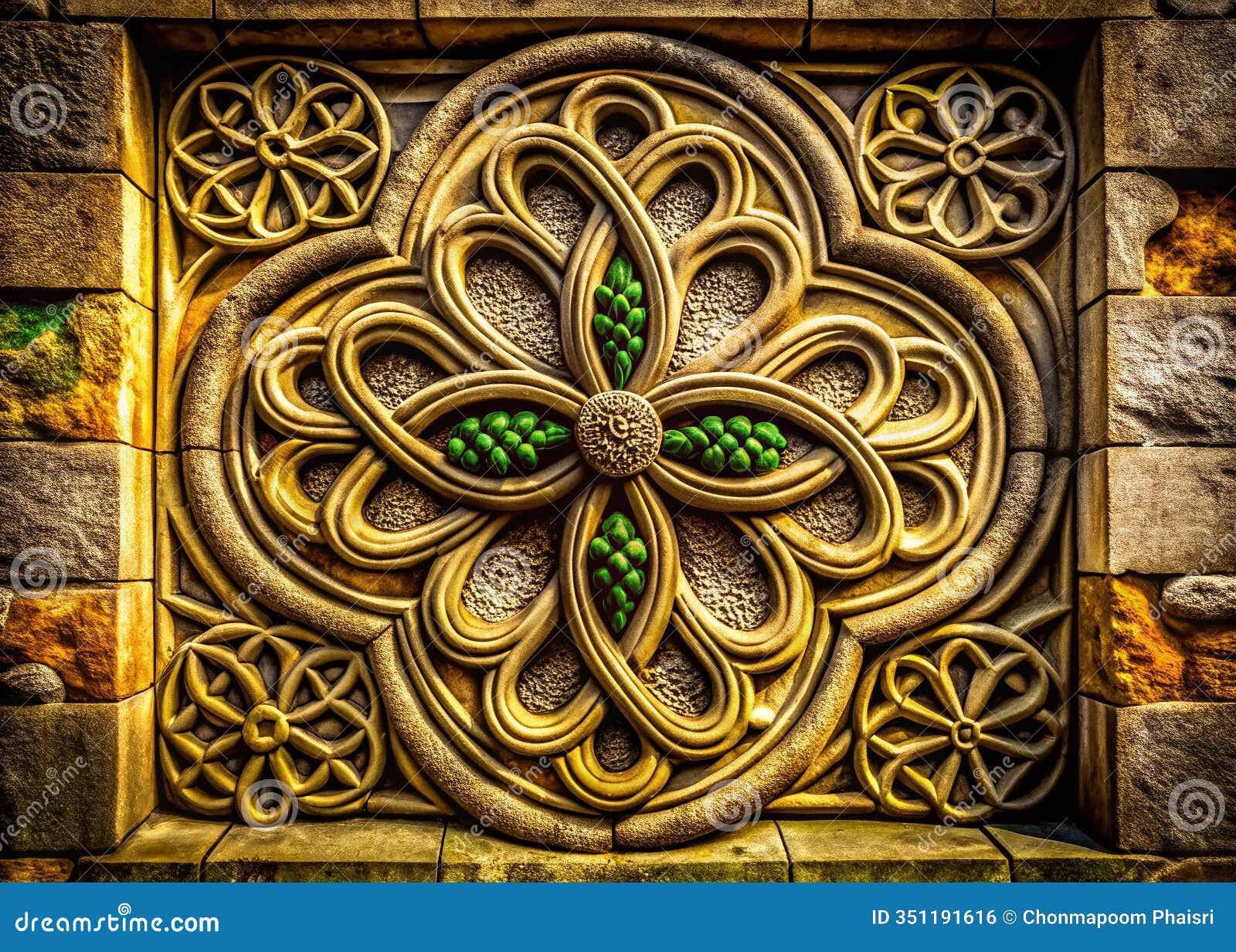 Ancient Irish Stone Structure Intricate Celtic Knotwork and FourLeaf ...