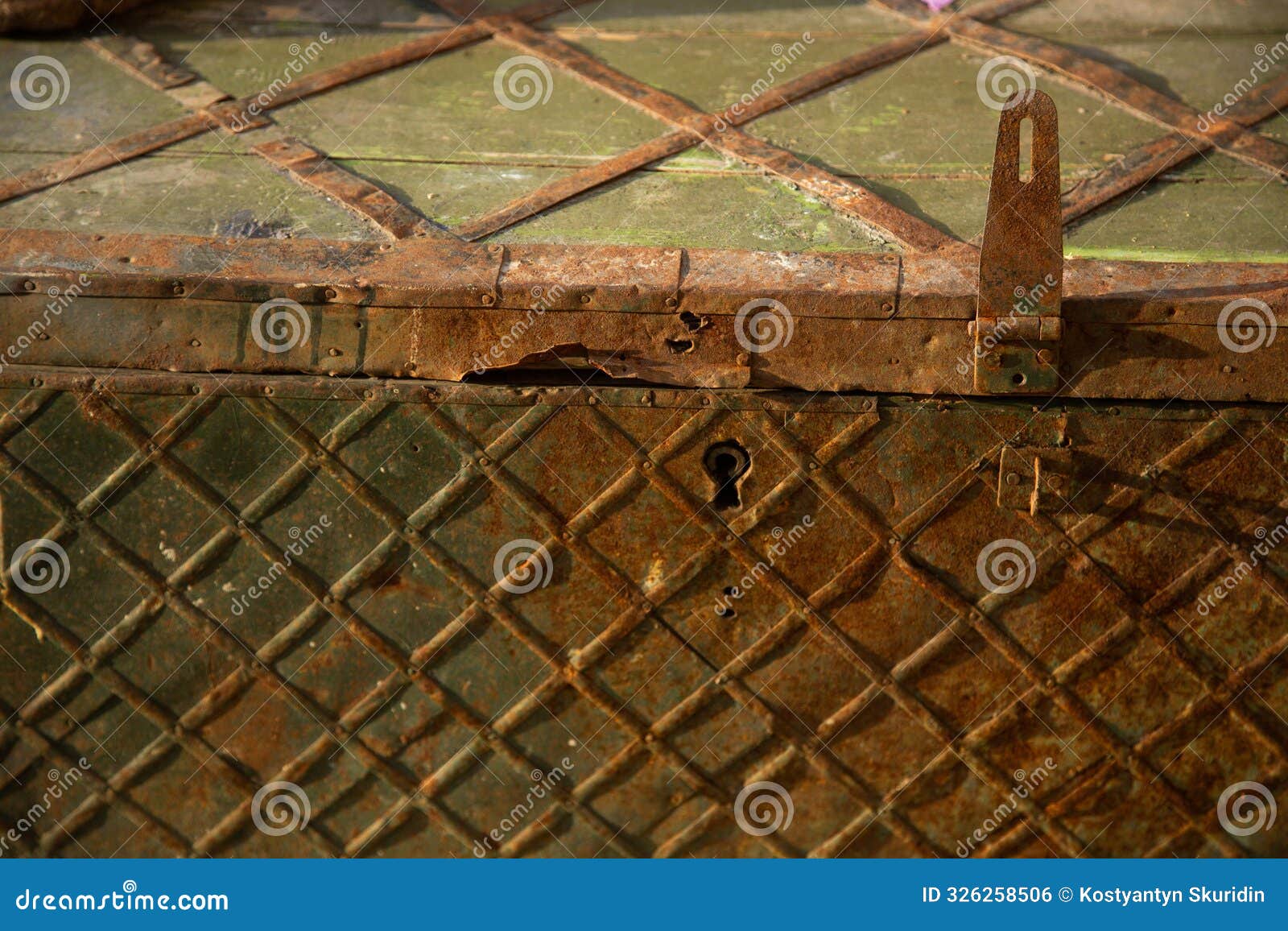 An Ancient Iron-bound Wooden Chest with a Broken Keyhole Stock Photo ...
