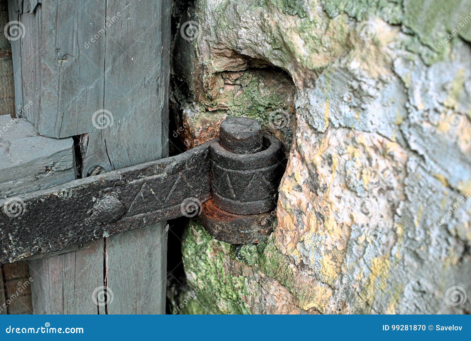 Ancient Iron Loop for the Gate in the Wall Stock Photo - Image of ...