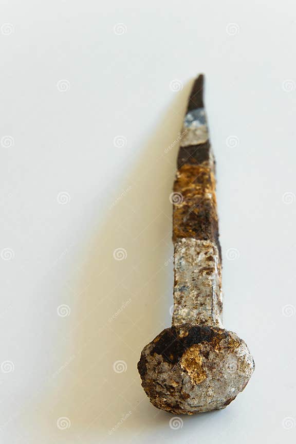 An Ancient Iron Nail on White Background Stock Photo - Image of ...