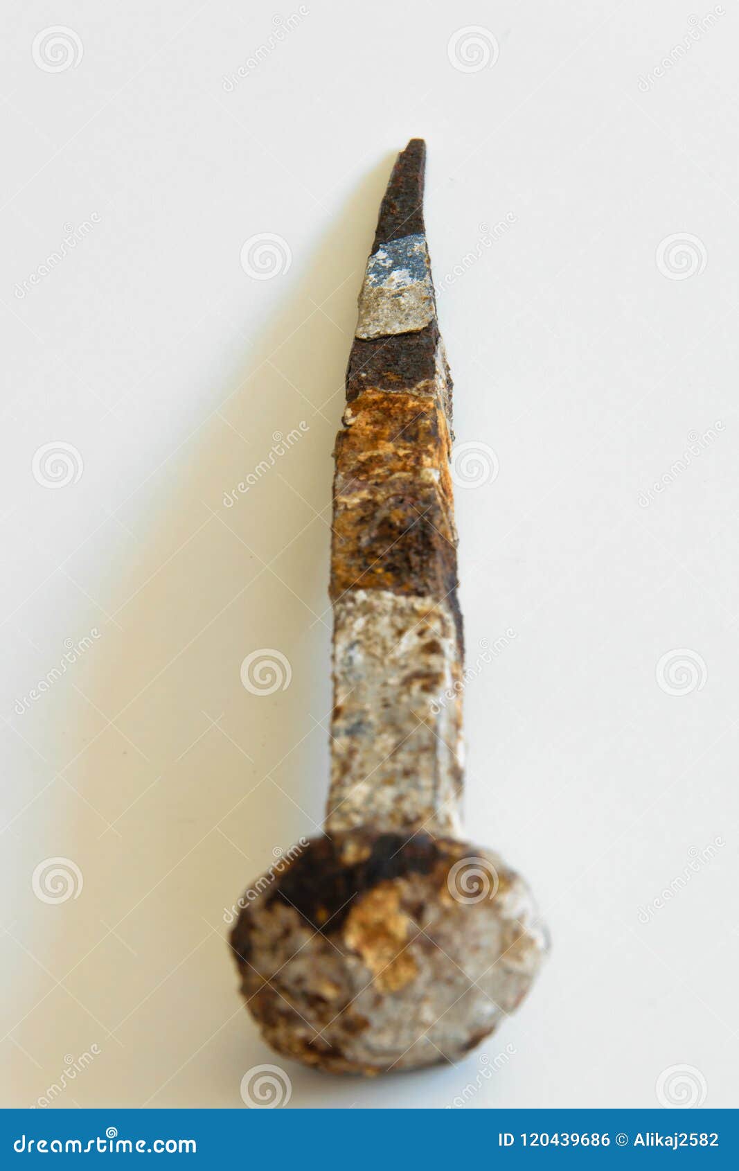 An Ancient Iron Nail on White Background Stock Photo - Image of ...