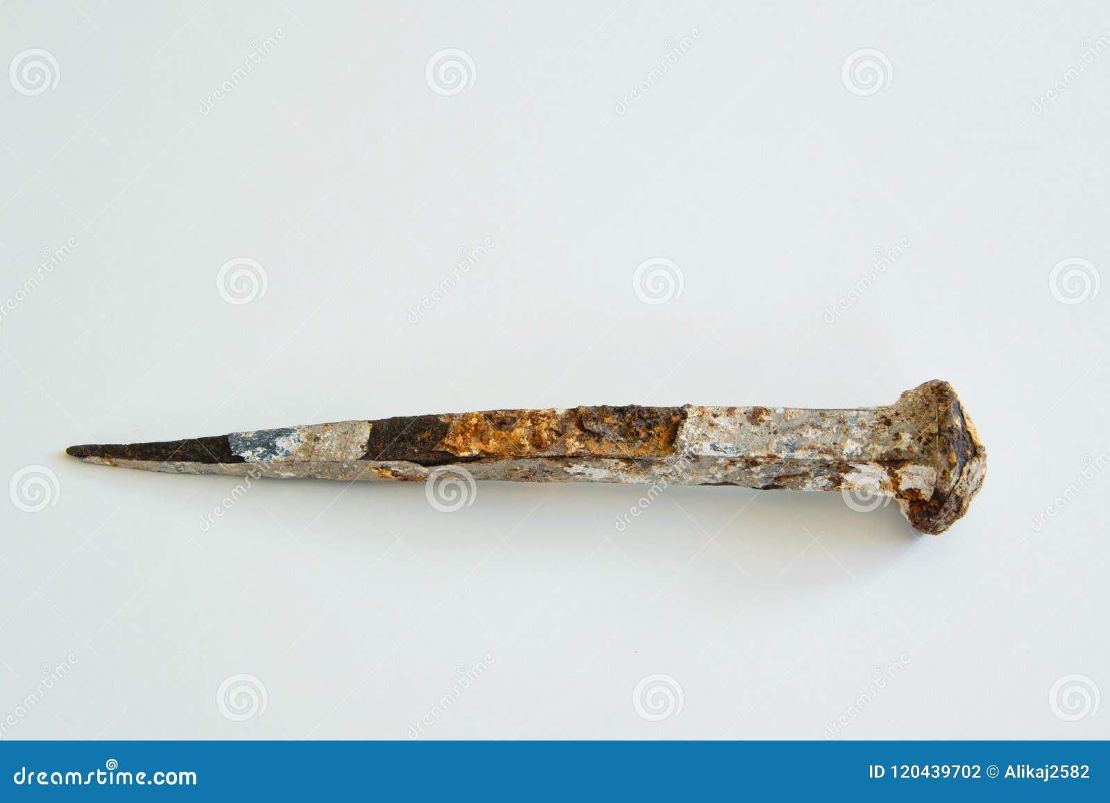 An Ancient Iron Nail on White Background Stock Photo - Image of albania ...
