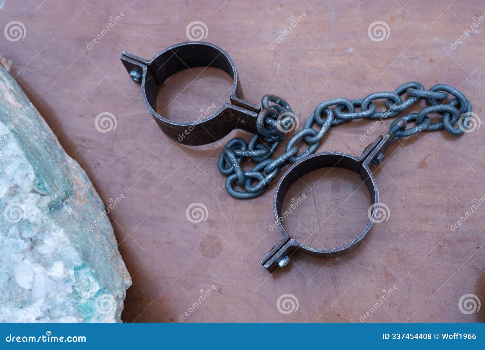 Ancient Iron Shackles of a Slave with a Chain Stock Photo - Image of ...