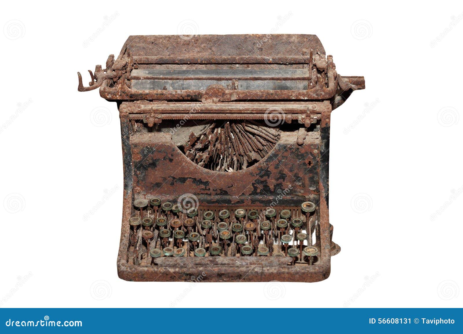 Ancient Isolated Rusty Typewriter Stock Image - Image of fashioned ...
