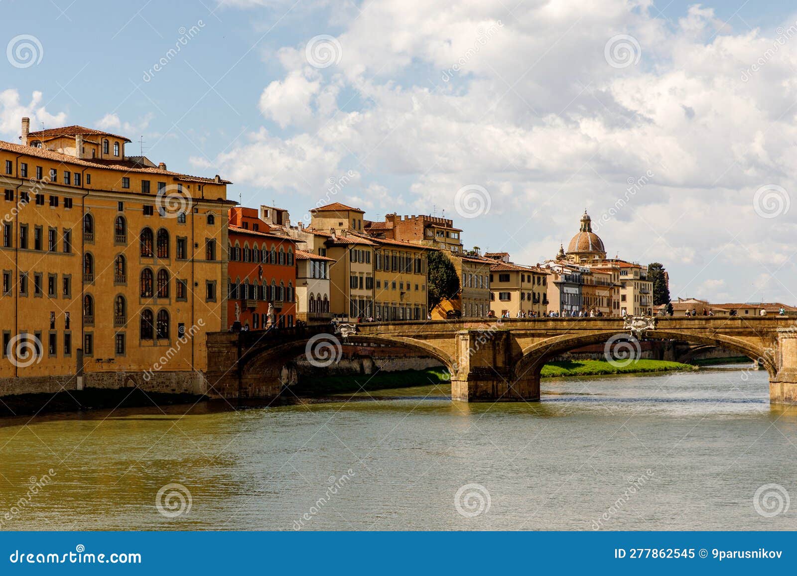 Ancient Italian Architecture of the Florence Waterfront, Italy. Stock ...