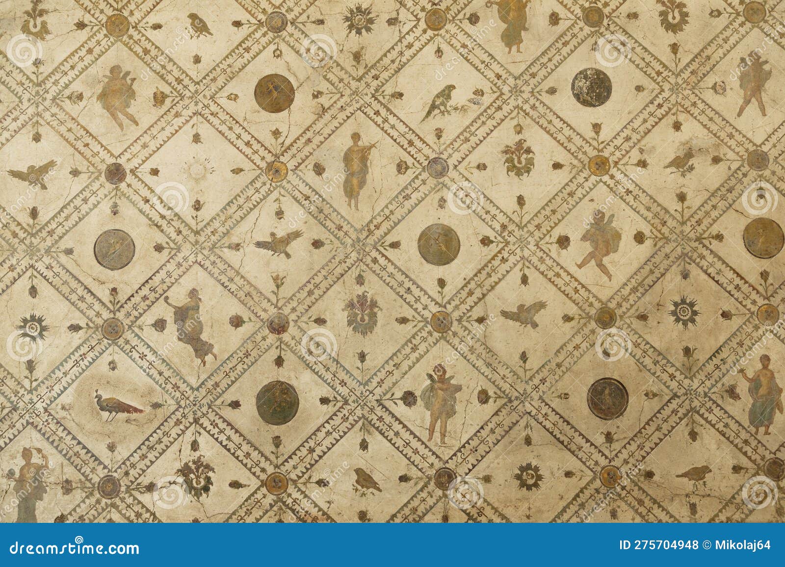 Ancient Italian Wall Decoration Fresco Stock Photo - Image of roman ...