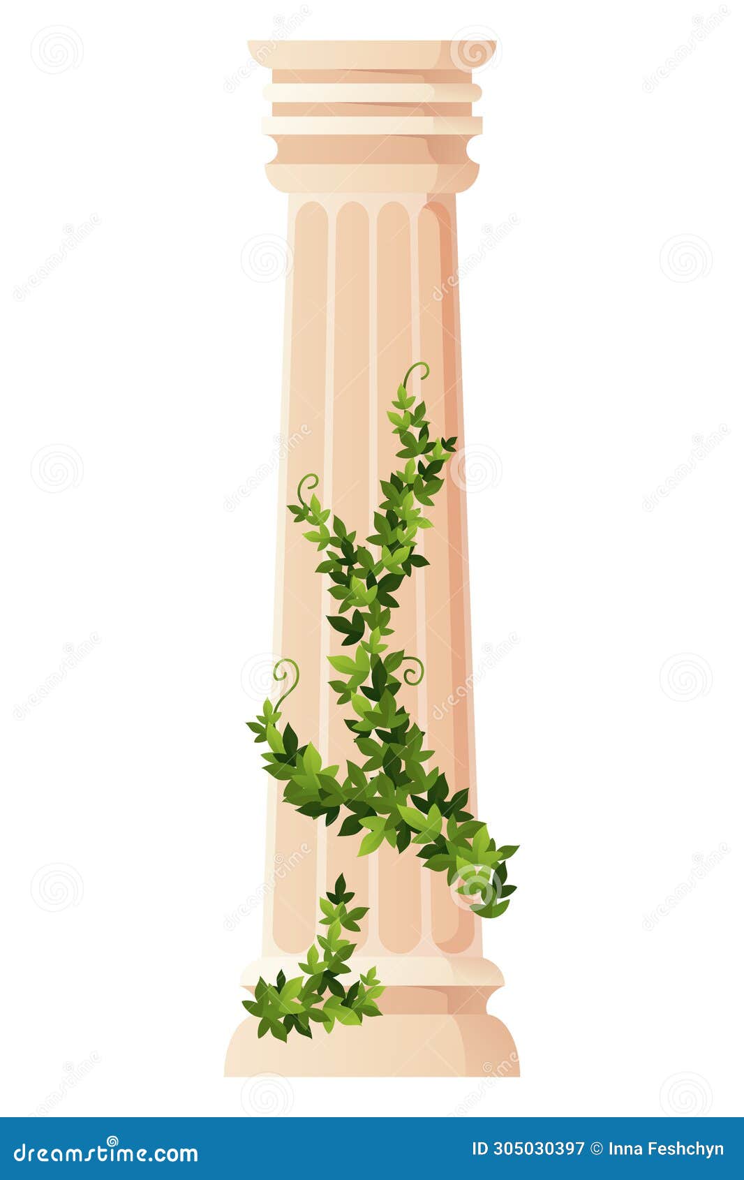 Ancient Ivy Covered Column. Museum and Exhibition. Cartoon Greek or ... Ancient Ivy Covered Column. Museum and Exhibition. Cartoon Greek or ...