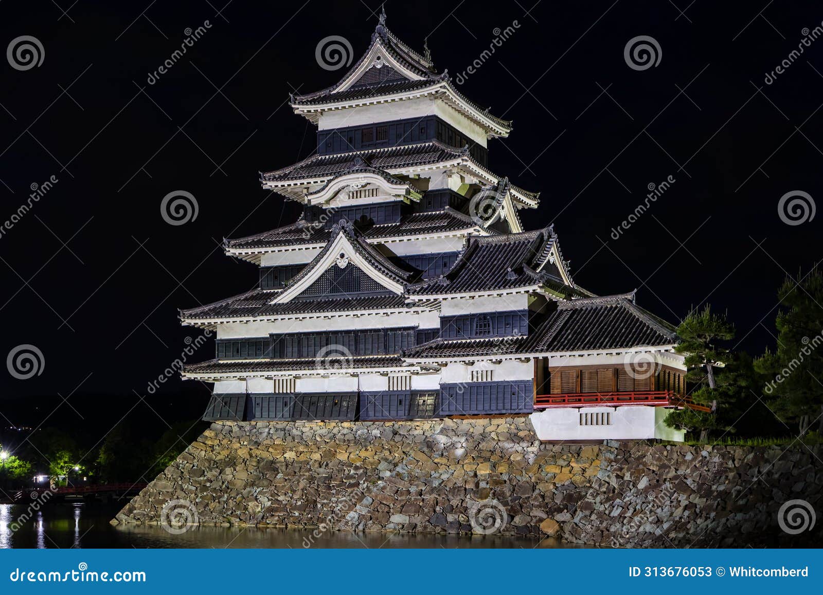 Japanese Matsumoto Black Castle Front View With Tenshukaku Stock Image ...