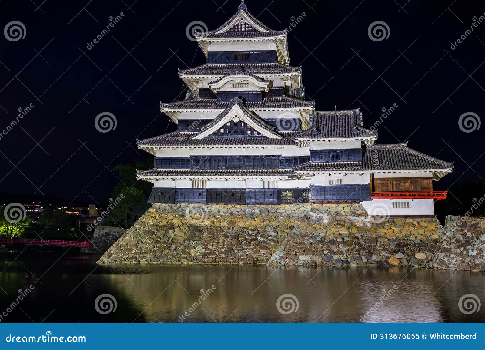 Japanese Matsumoto Black Castle Front View With Tenshukaku Stock Image ...