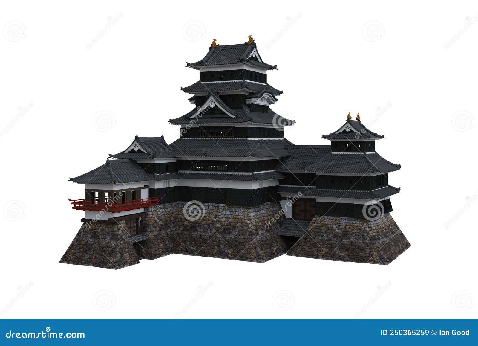 Ancient Japanese Medieval Castle. 3D Rendering Isolated on White ...