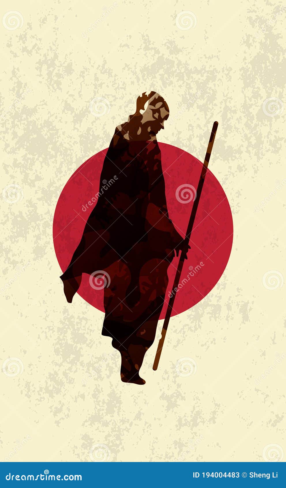 Ancient Japanese Monk Warrior, Samurai Stock Vector - Illustration of ...