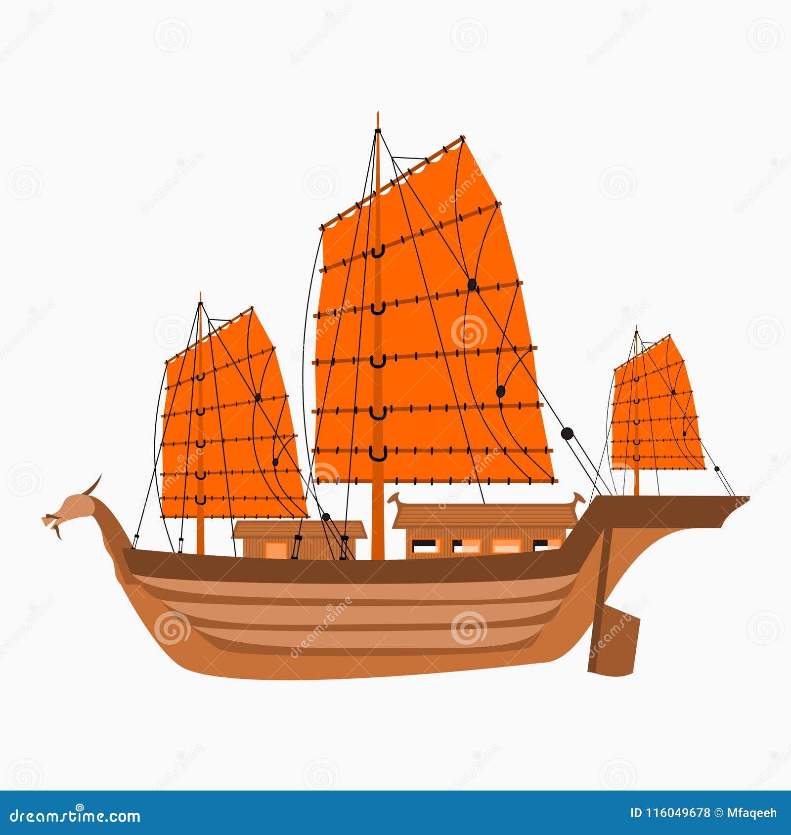 Side View Ancient Japanese Ship Vector Illustration Stock Vector ...