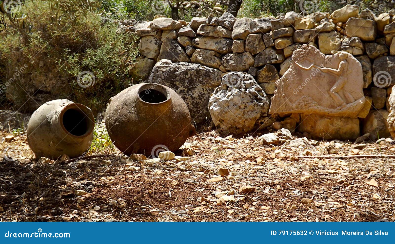 Ancient Jars in Israel Archaeological Site Stock Photo - Image of ...