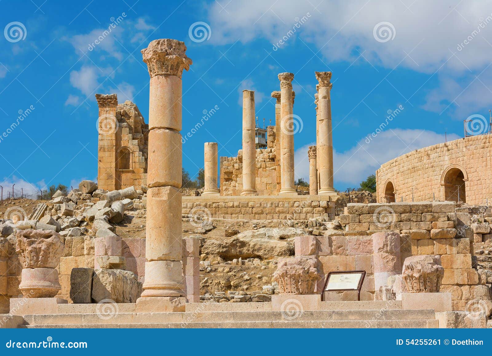 Ancient Jerash Jordan with Temple of Zeus Stock Image - Image of ...