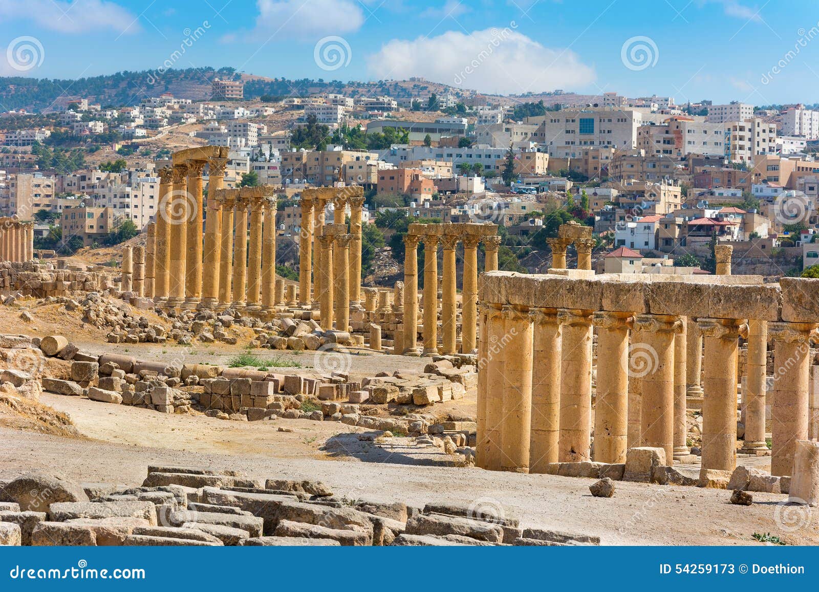 Ancient Jerash Jordan View of the Present City Stock Image - Image of ...